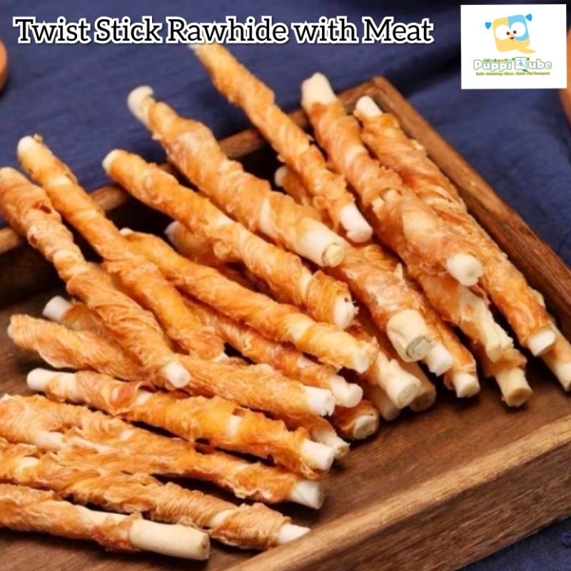 Jual Twist Stick Rawhide with meat - tulang gigit pet dog treats snack ...