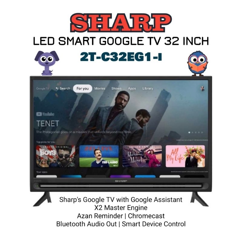 Jual SHARP AQUOS LED TV 32 Inch 2TC32EG1i | 2T-C32EG1i | GOOGLE SMART TV New Series 2023 ...