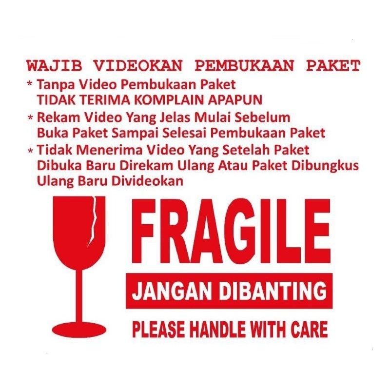 Jual Stiker Fragile video unboxing ukuran 8 x 6 cm (10pcs) | Shopee ...