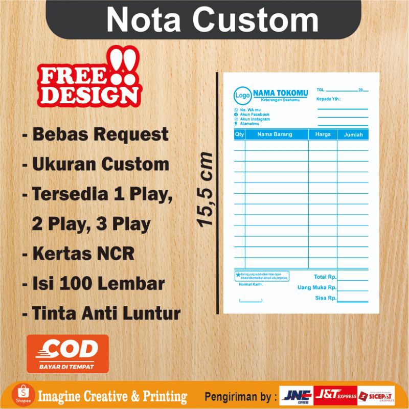 Jual Desain & Cetak, Nota Custom NCR Penjualan/Olshop Rangkap | Shopee ...