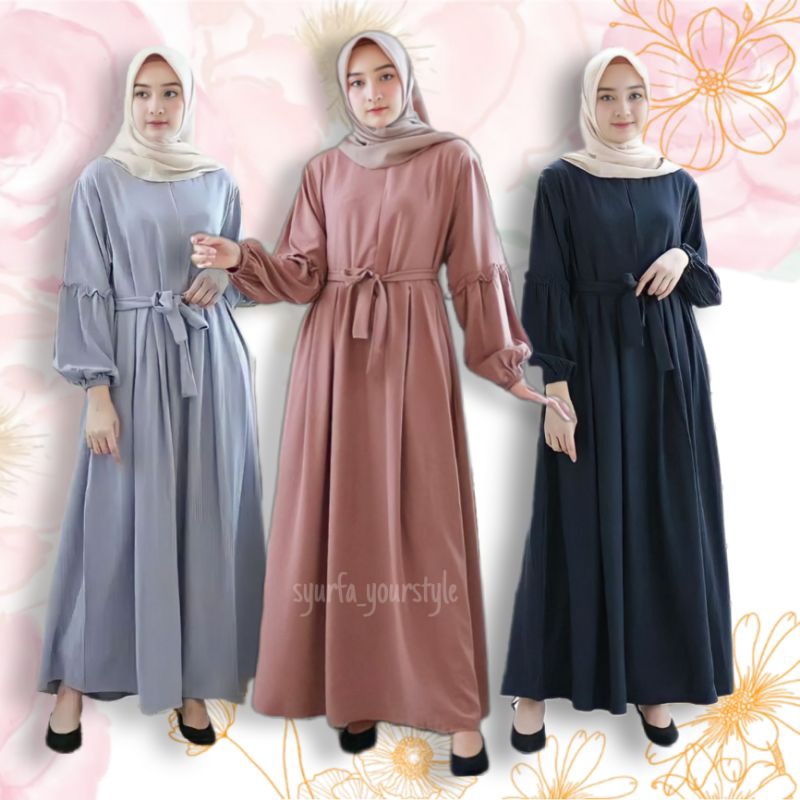 Jual Gamis katun toyobo lengan balon/kriwil S M L XL XXL | Shopee Indonesia
