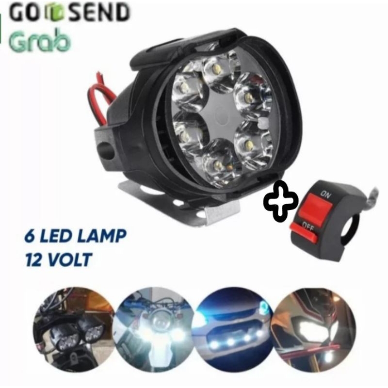 Jual Paket 2 Lampu Led Tembak Sorot CWL Cree Work Light 6 Mata 6 Watt 12V dan 1 switch saklar ...