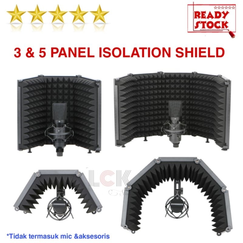 Jual Stand mic tripod Besi panel 3 & 5 layar foam isolate and pop ...