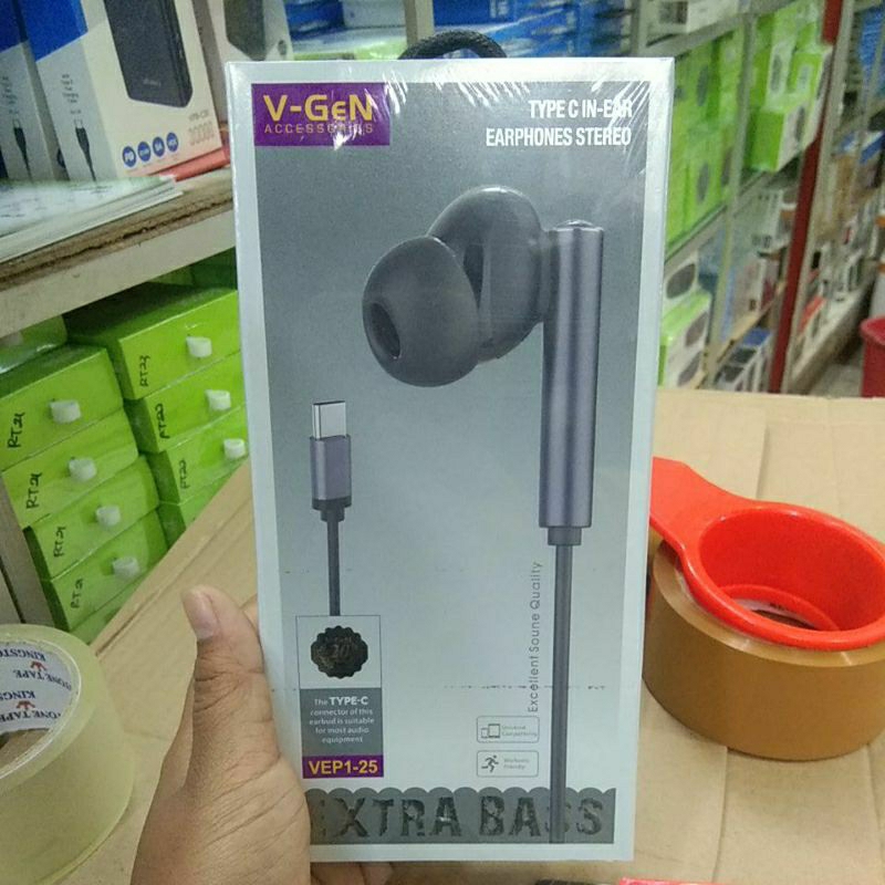 Jual Headset Earphone V-Gen Type C ExtraBass VEP 1-25 Original | Shopee ...