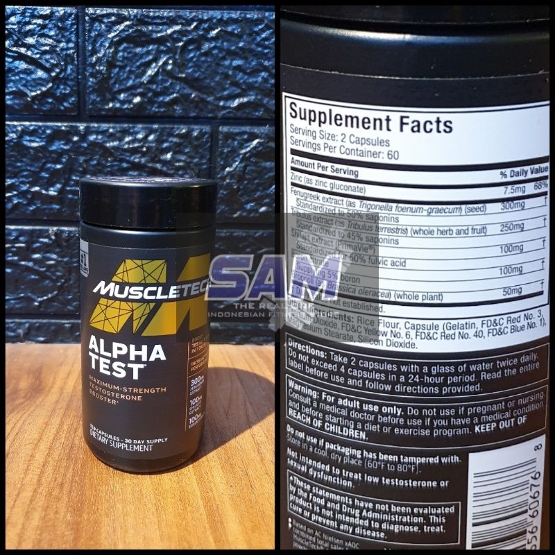 Jual Suplemen Fitness MUSCLETECH Alpha Test 120 kapsul Malang Hormon ...