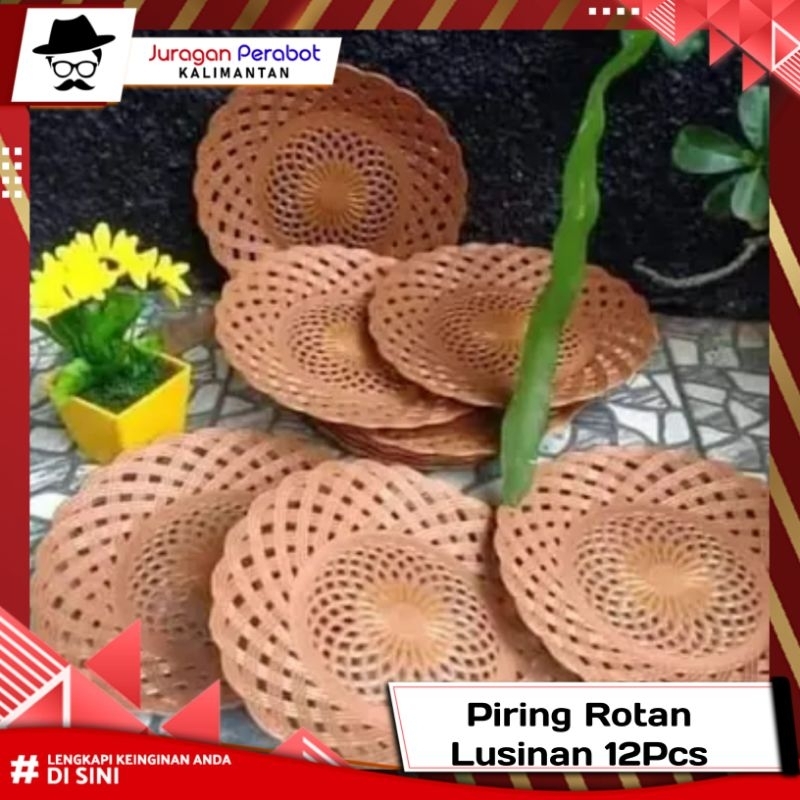 Jual Piring Rotan Plastik Lusinan 12Pcs | Piring Plastik Rotan | Piring Plastik | Shopee Indonesia