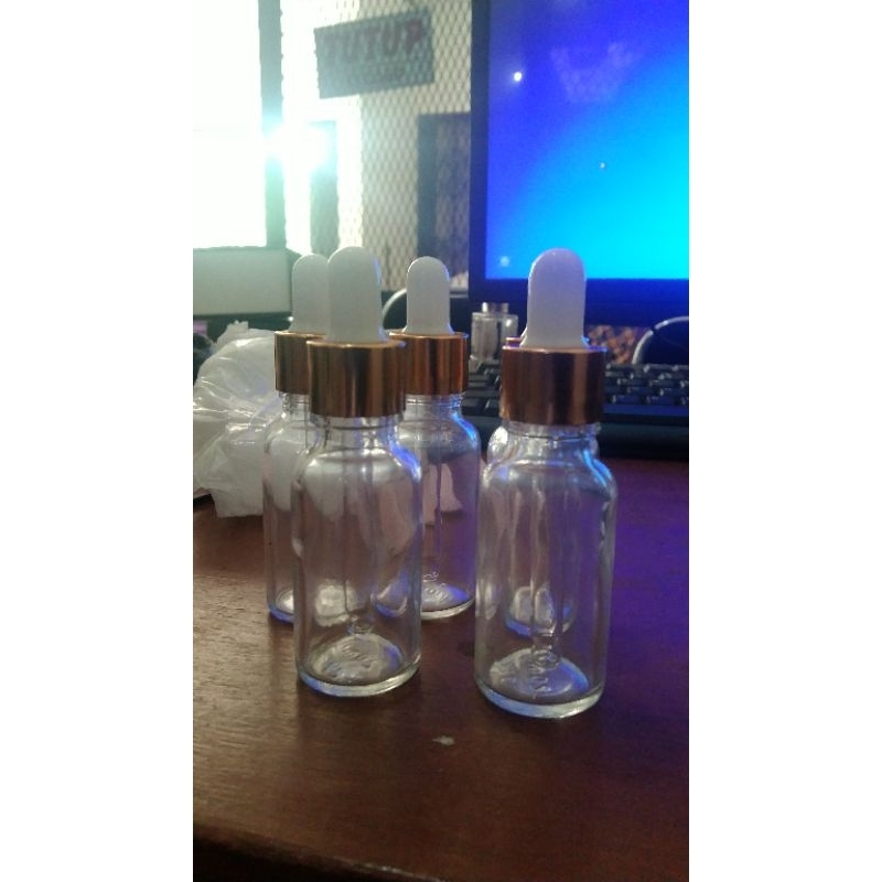 Jual Botol Pipet Kaca 20 ML Bening-Ring Alumunium Gold | Shopee Indonesia