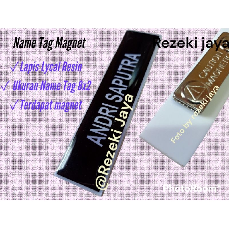 Jual Name Tag Nama Dada Papan Nama Dada Lapis Lycal Resin 8x2 cm Magnet ...