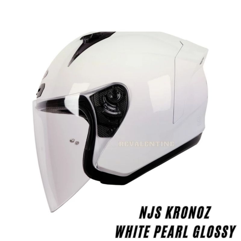 Jual NJS KRONOZ WHITE PEARL SOLID GLOSSY | Helm Half Face Kronoz putih ...