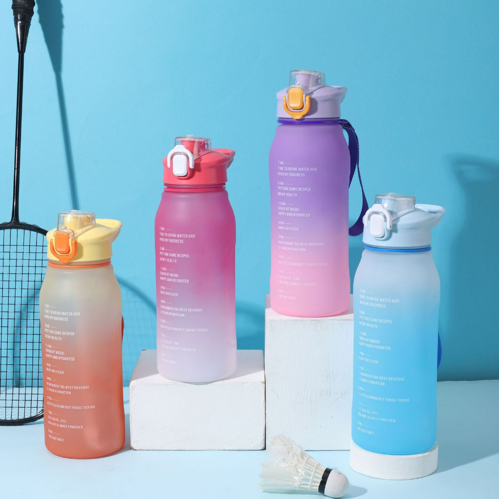 Jual AX 260 Botol Minum Air Plastik Motif Gradasi&Solid Color Tentengan ...