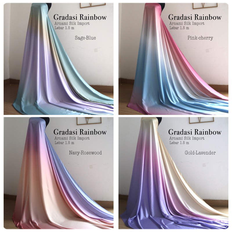 Jual kain gradasi rainbow arnami silk import| kain arnami | Shopee ...