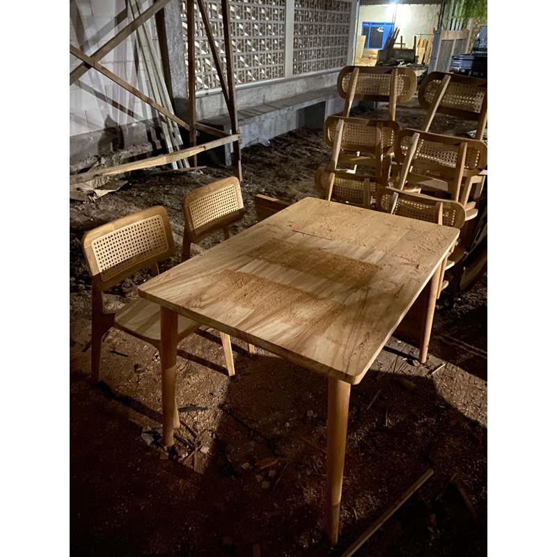 Jual Set Meja Makan Cafe Resto Jati Rotan Scandinavian - Kursi Cafe TV Cenil Minimalis Modern ...