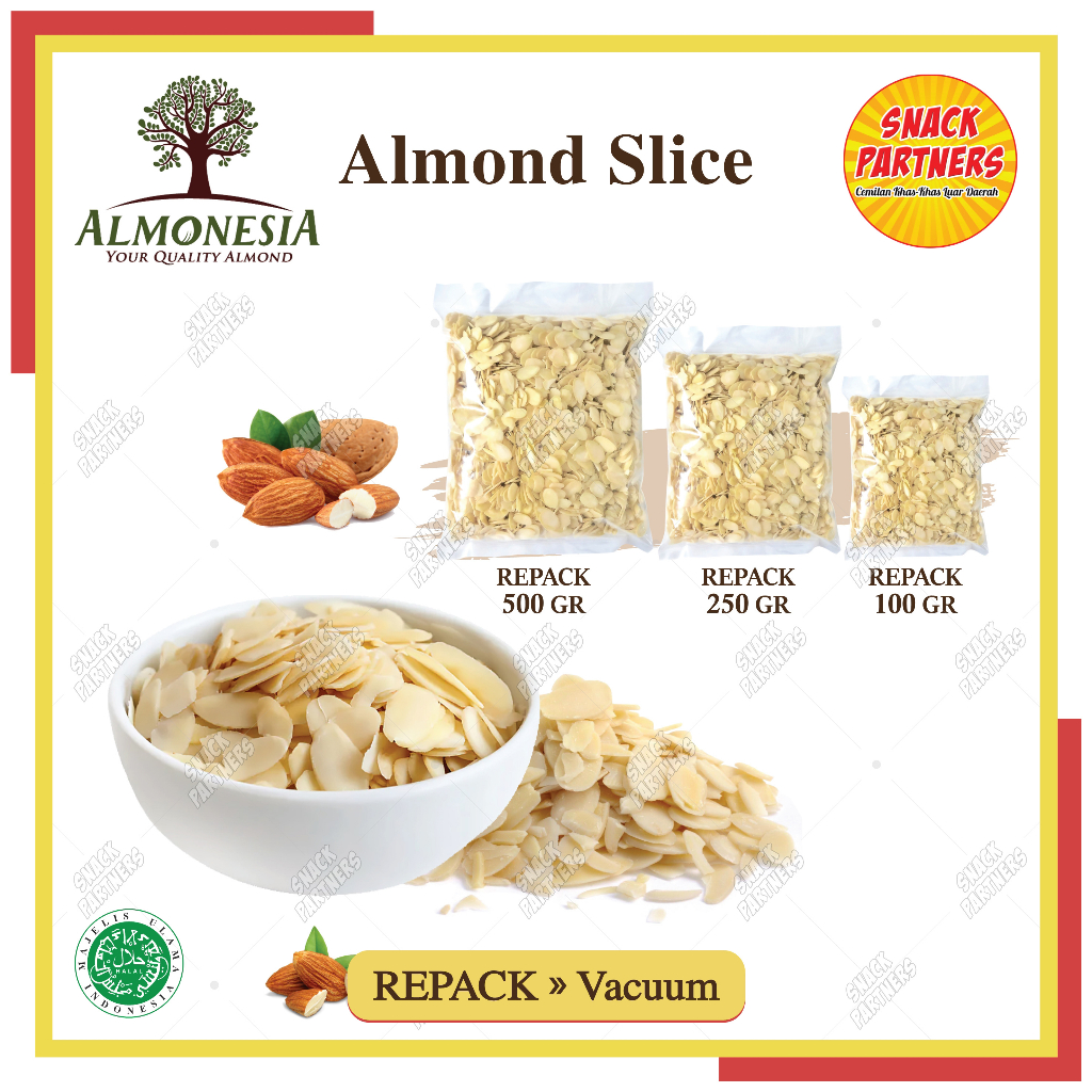 Jual ALMOND SLICE MENTAH / RAW Repack VACUUM 1 KG - Kacang Almond Iris ...