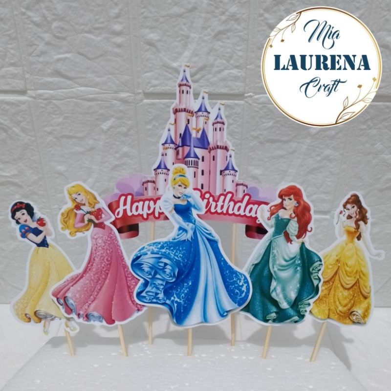 Jual topper birthday cake / hiasan kue ulang tahun tema Disney Princess ...