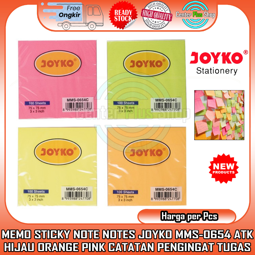 Jual MEMO STICK STICKY NOTE NOTES JOYKO MMS-0654C KERTAS PAPER ...