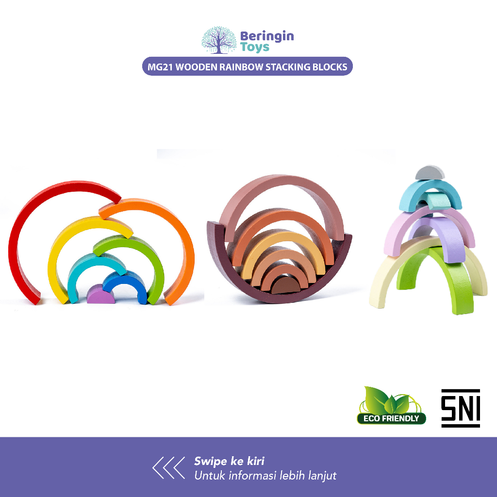 Jual Beringin Toys - Wooden Rainbow Stacking Blocks / Mainan Edukasi ...