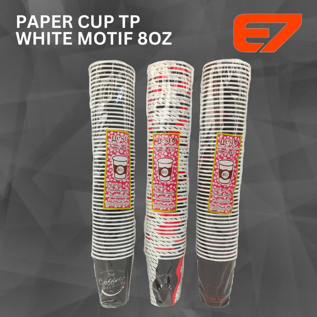 Jual Paper Cup TP Kraft Motif Gelas Kertas Kraft Putih 8oz (50Pcs/Pak) | Shopee Indonesia