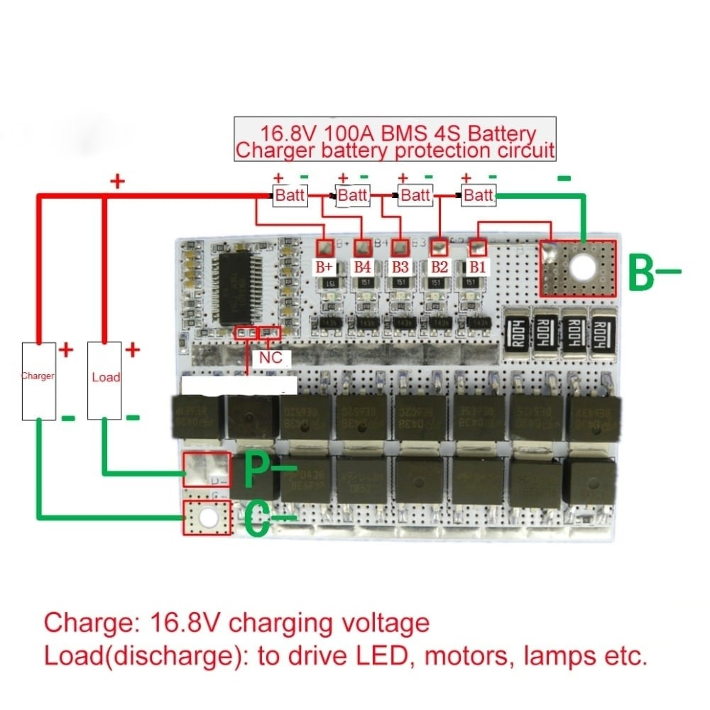 Jual BMS Module Baterai Charger Modul 3S 4S 100A BMS Protection Board ...