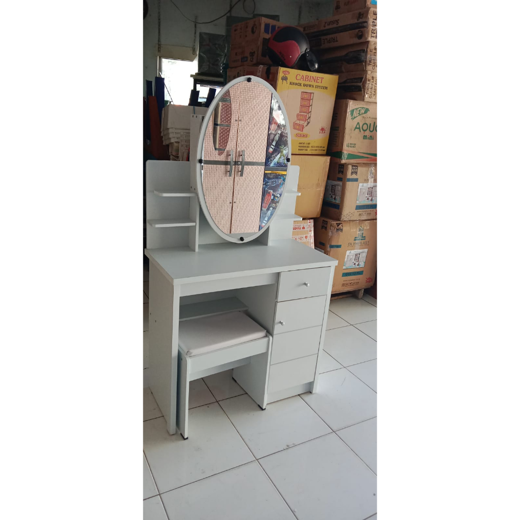 Jual Meja Rias Putih Polos/ Meja Kaca/ Meja Make up Jasmine MR 866 Kaca ...