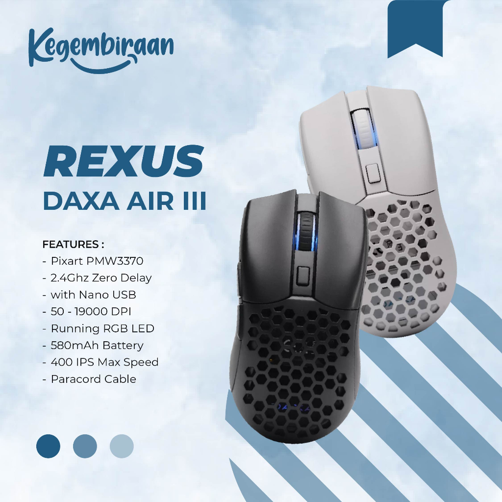 Jual Mouse Gaming Rexus Daxa Air III Pro Wireless RGB Ultra-Lightweight ...