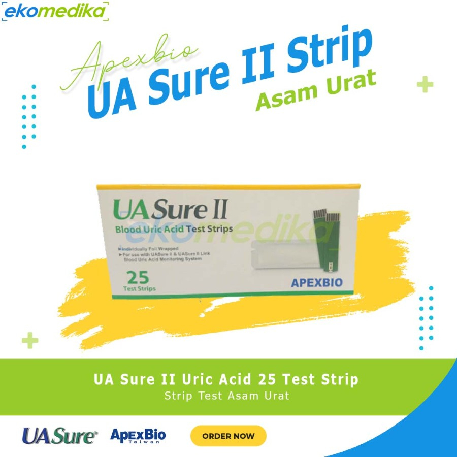 Jual Strip UA SURE II Asam Urat / Uric Acid Strip isi 25 test ED 10/ ...