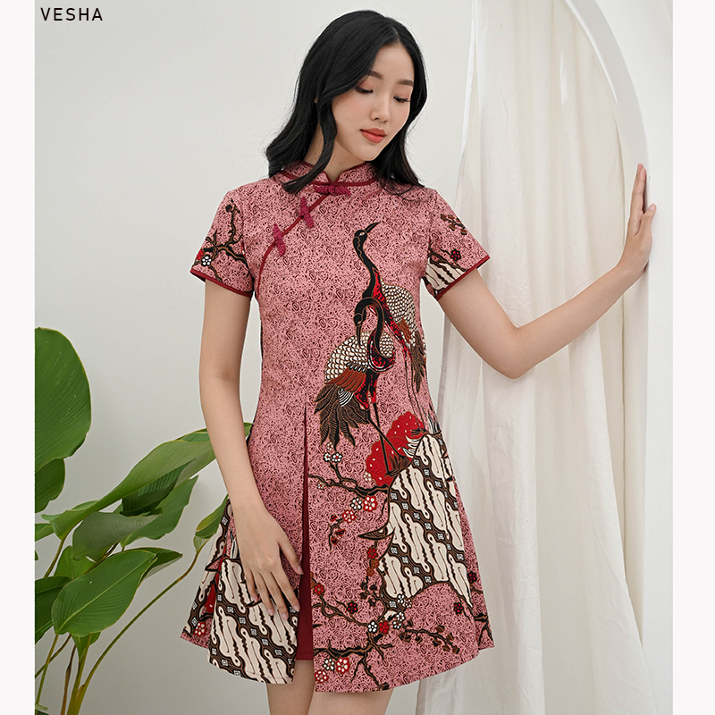 Jual Evercloth Vesha Dress Batik Wanita Terusan Batik Couple Modern ...