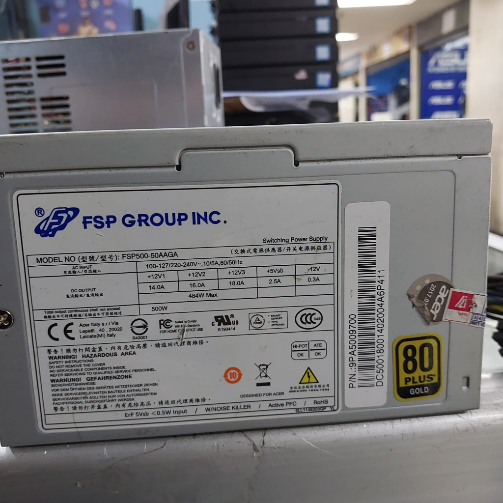 Jual psu pure power supply fsp 500watt 12pin FSP500-50AAGA cabutan pc ...