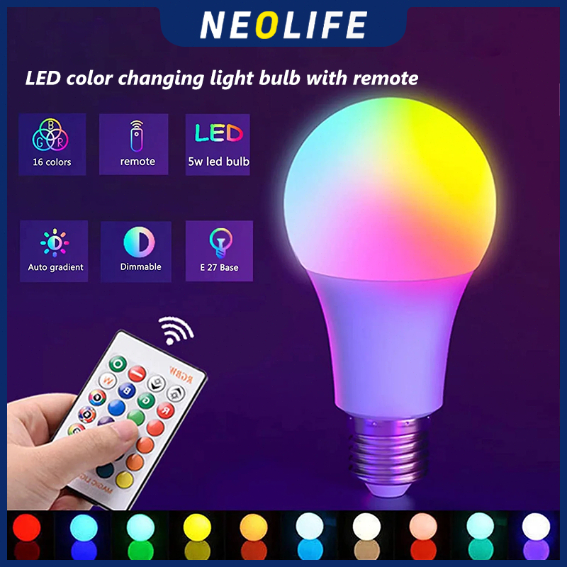 Jual NEOLIFE lampu RGB warna A60 LED warna mengubah lampu remote ...