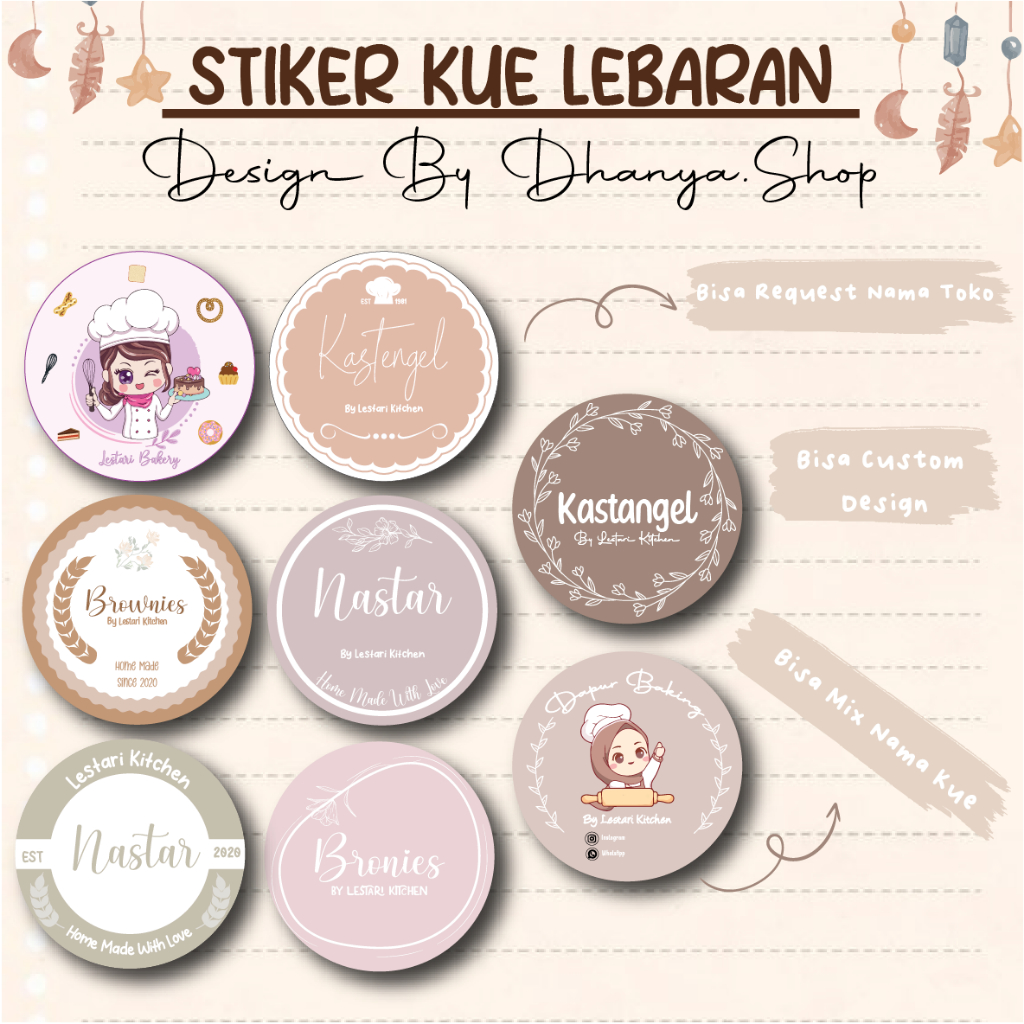 Jual STIKER KUE LEBARAN / LABEL KEMASAN TOPLES KUE / STIKER KUE ESTETIK ...