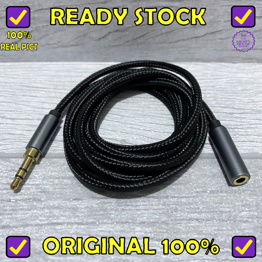 Jual Kabel AUX Audio Extender Jack 3.5mm Male to Female Braided 1.5 ...