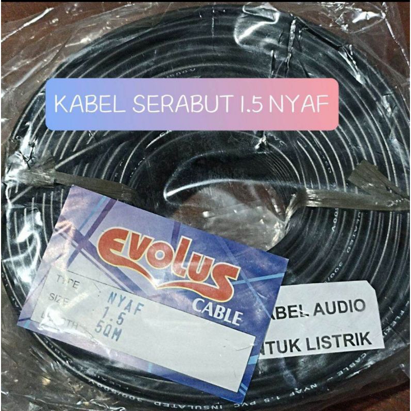 Jual KABEL SERABUT 1.5 mm NYAF 1 X 1.5MM PERMETER KABEL AUDIO KABEL 1,5 MM (permeter) | Shopee ...