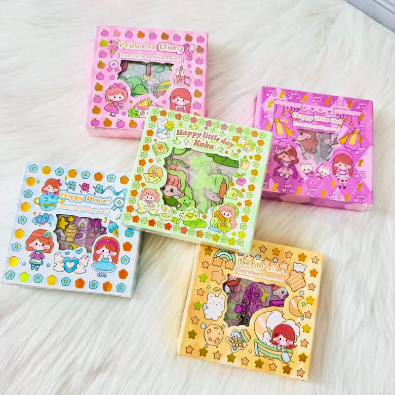 Jual Sticker Senmu Box kecil isi 100pcs simpel sticker set box kecil ...