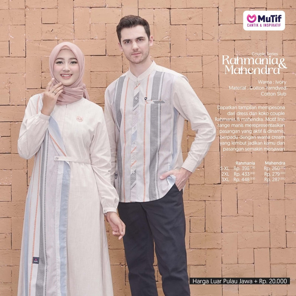 Jual GAMIS COUPLE MUTIF 2023 RAHMANIA MAHENDRA PASTEL CREAM/ SARIMBIT ...