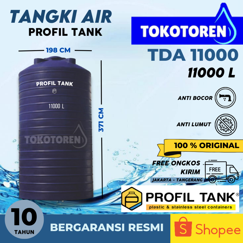 Jual TANGKI / TOREN AIR PROFIL TANK TDA 11000 LITER GARANSI RESMI 10 ...