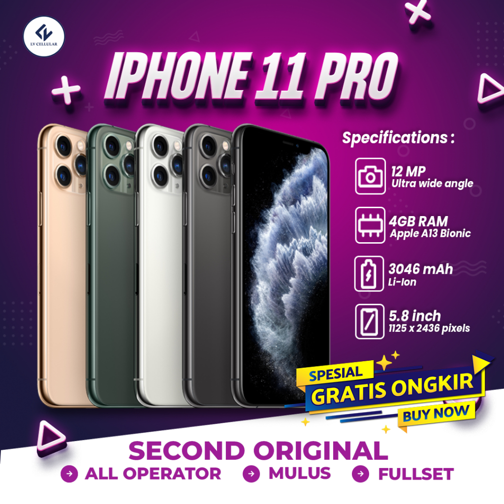 Jual iPhone 11 Pro 256GB / 512GB iPhone Second Original 100% Ex Inter ...