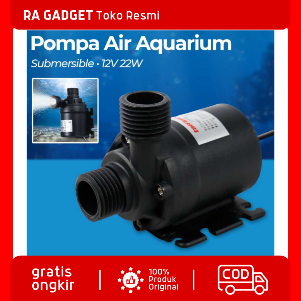 Jual Pompa Air Aquarium Ikan Submersible Pump 12V 22W / Pompa Aquarium ...