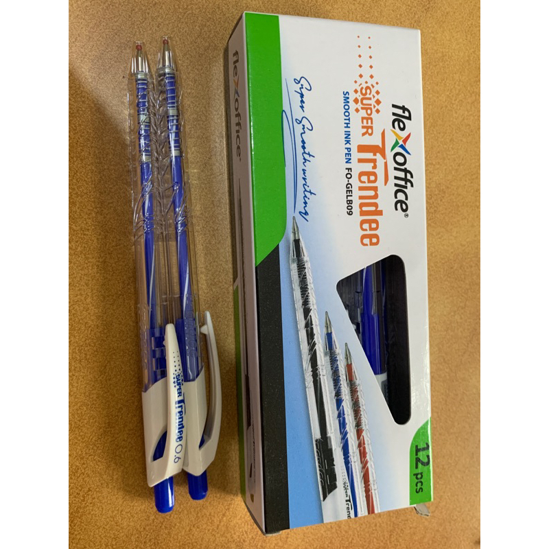 Jual (12pcs) Pulpen Flexoffice Trendee 0.6mm Cetekan Hitam / Biru ...
