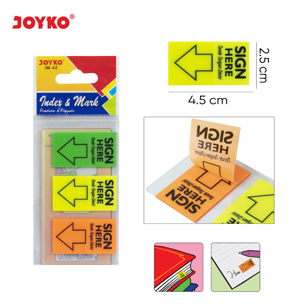 Jual Joyko Sticky Notes "Sign Here" Memo Panah / Sticker Tempel Memo ...