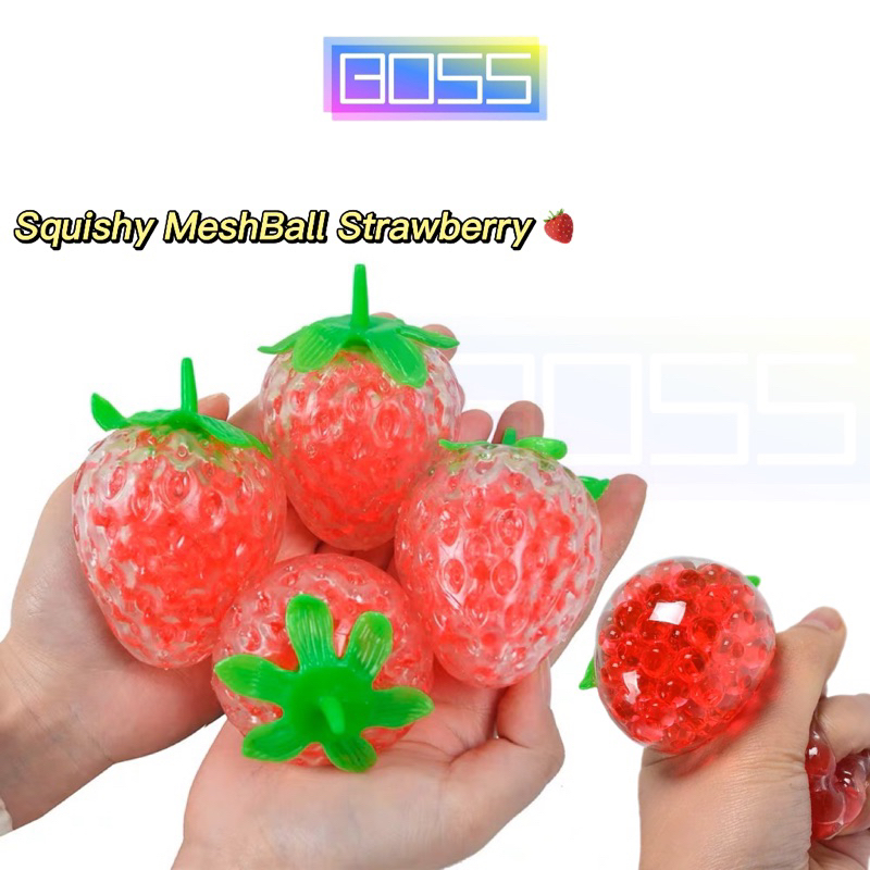 Jual BOSS-New arrival Squishy MeshBall Strawberry Anti Stress Mainan ...
