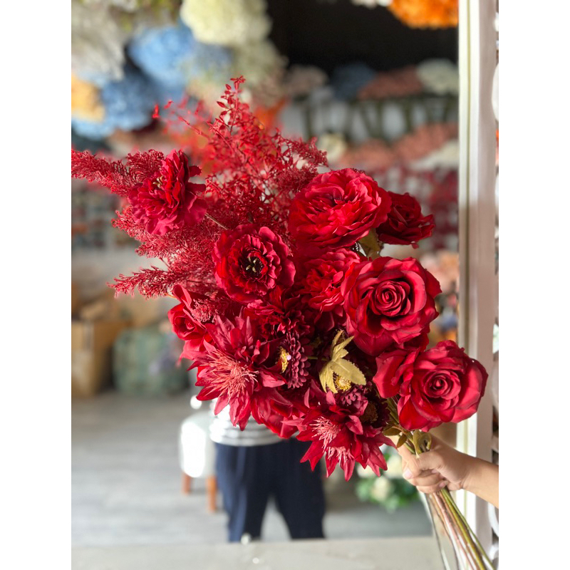 Jual READY Set Bunga Artificial Tema Coklat Rustic , Maroon, Baby Blue ...