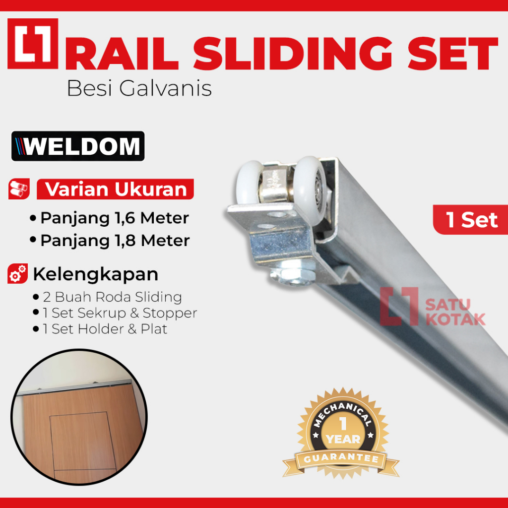 Jual Rail Sliding Rel Pintu Geser Gantung Galvanis 1 Set Komplit ...