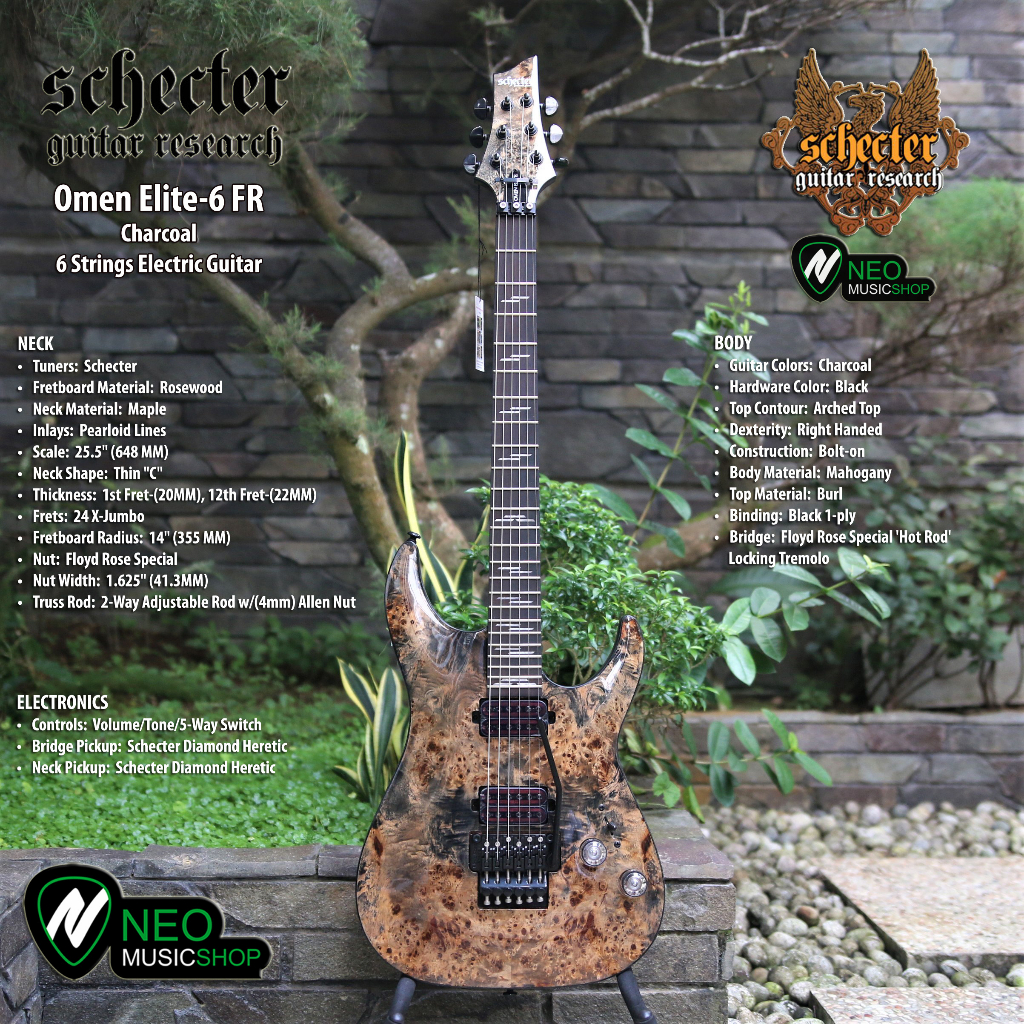 Jual Schecter Omen Elite 6FR Charcoal 6 Strings Electric Guitar ...