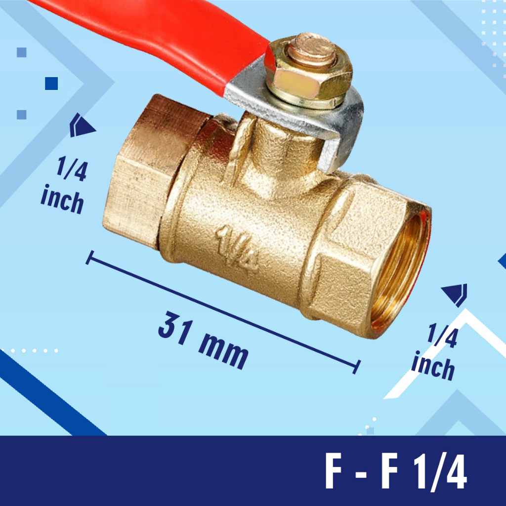 Jual BALL VALVE / STOP KRAN / KERAN KUNINGAN FEMALE TO FEMALE F-F 1/4 1 ...