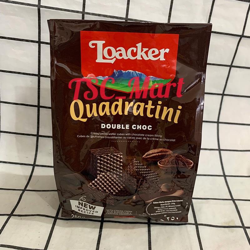 Jual Loacker Quadratini Double Choc 250gr / Bit Size Wafer Cookies ...