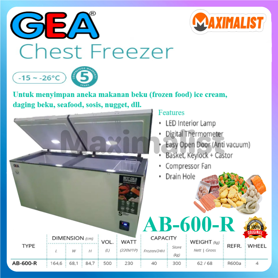 Jual GEA AB-600-R AB-600R AB600R AB-600-R Chest Freezer - Box Pembeku ...