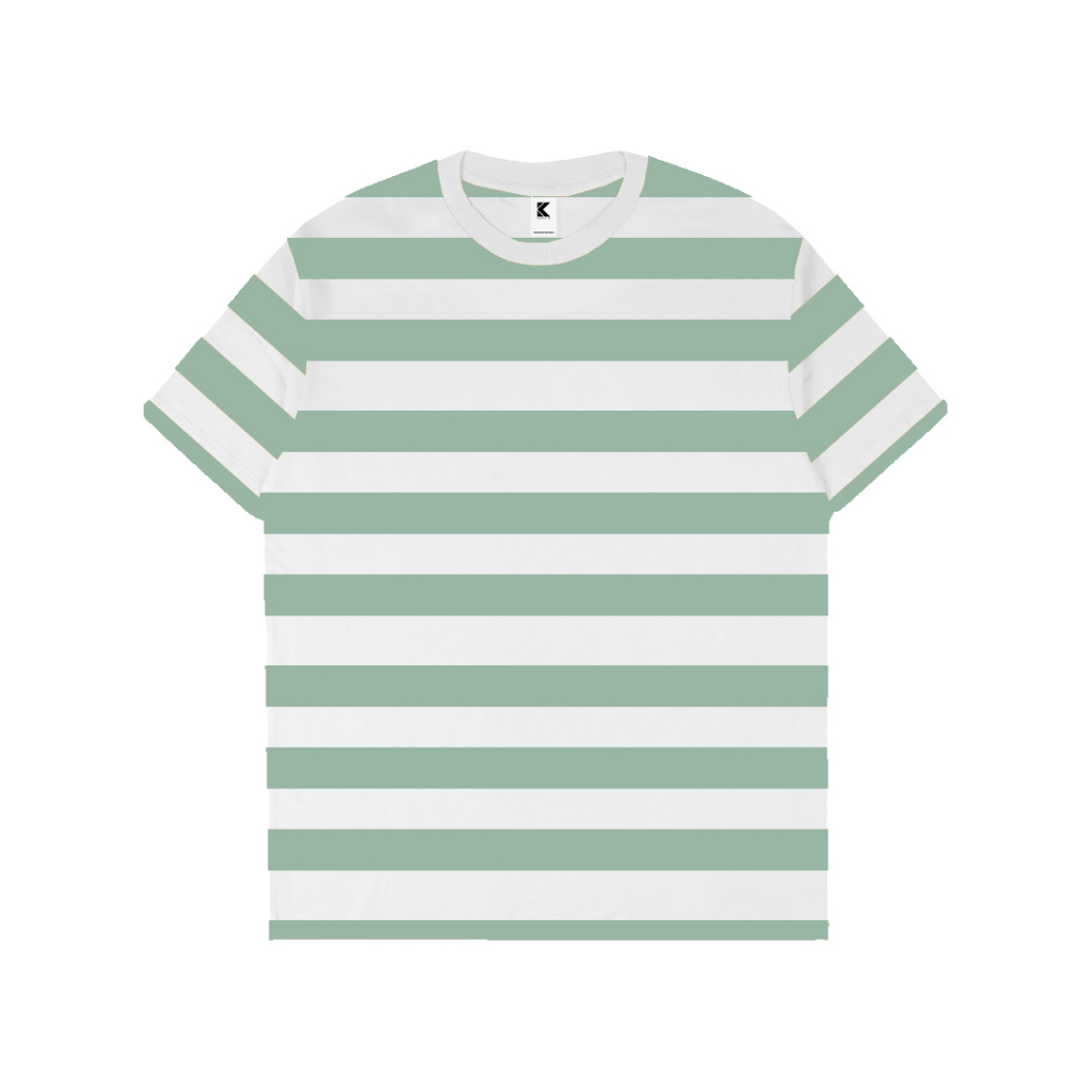 Jual Kausu - Tshirt White & Sage Green Stripes | Shopee Indonesia