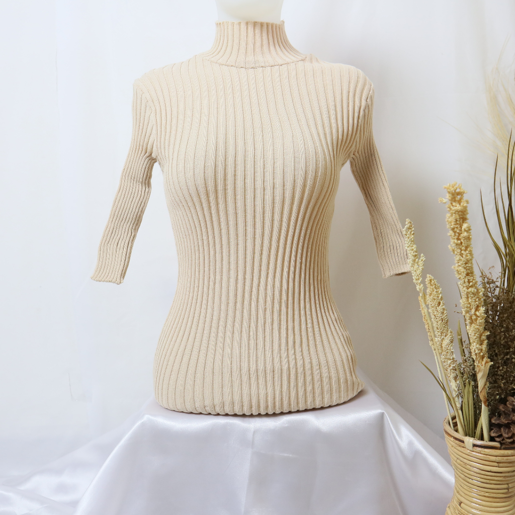 Jual SIZE STANDAR DAN JUMBO BB 40-90KG TurtleNeck rajut Lengan 3/4 ...