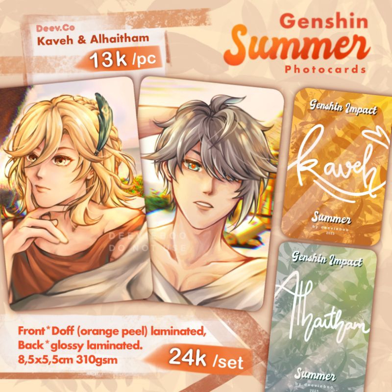 Jual Genshin Impact summer photocard Kazuha, Alhaitham, Kaveh, raiden ...