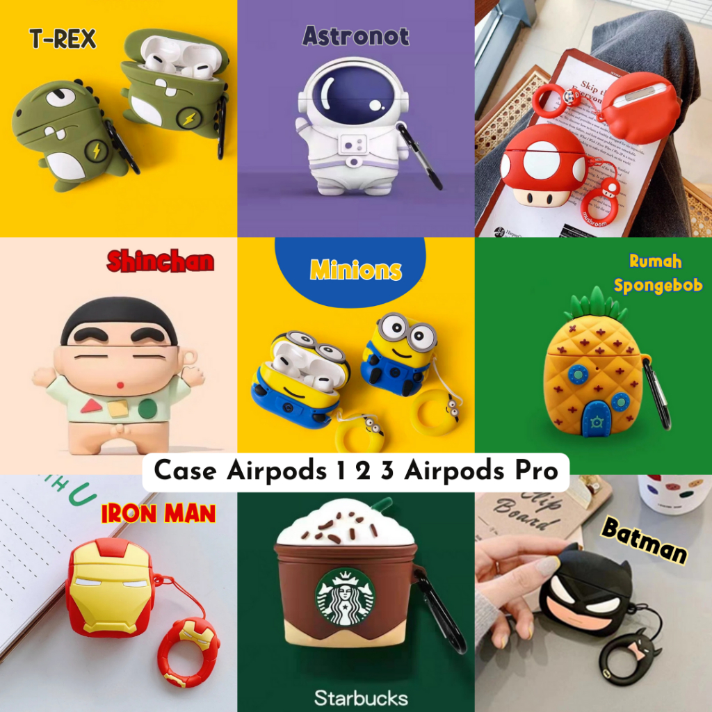 Jual 3D Soft Silikon Case Airpods 1 2 3 Airpods Pro Casing dengan Gantungan | Shopee Indonesia