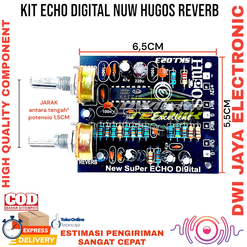Jual KIT TONE CONTROL ECHO DIGITAL NEW HUGOS REVERB | Shopee Indonesia